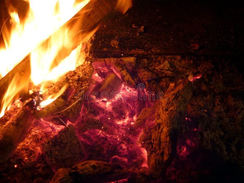 Red Burning Coals from Wood in the Fire Close-up Stock Photo - Image of ...