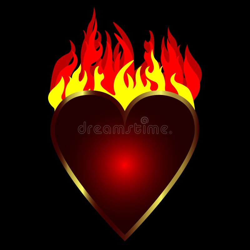 Red burning heart stock vector. Illustration of harmony - 8251229
