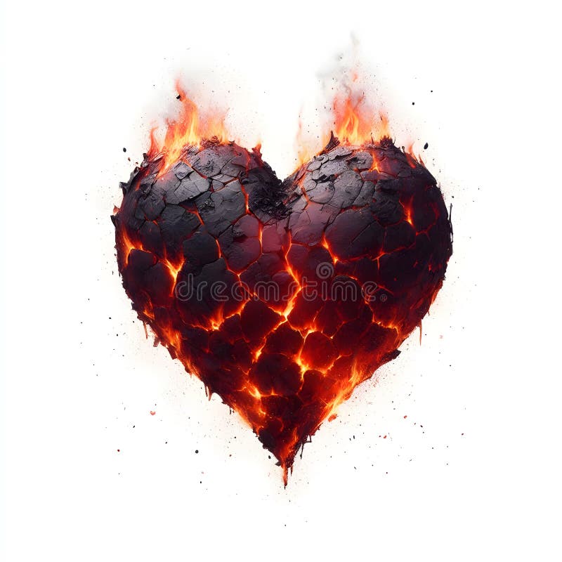 Red Burning Heart for Valentine S Day Card Decor Stock Illustration ...