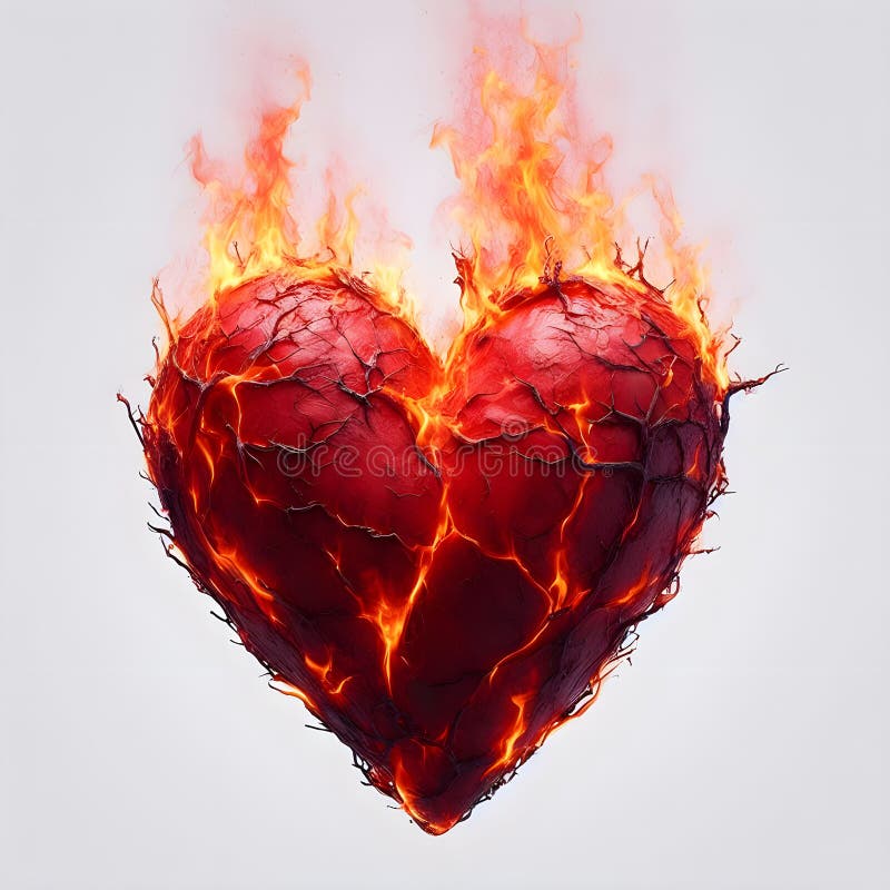 Red Burning Heart for Valentine S Day Card Decor Stock Illustration ...
