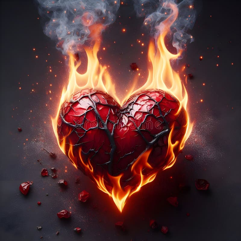 Red Burning Heart for Valentine S Day Card Decor Stock Illustration ...