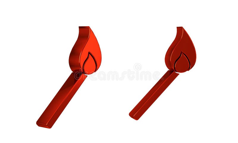 Red Burning Match with Fire Icon Isolated on Transparent Background ...