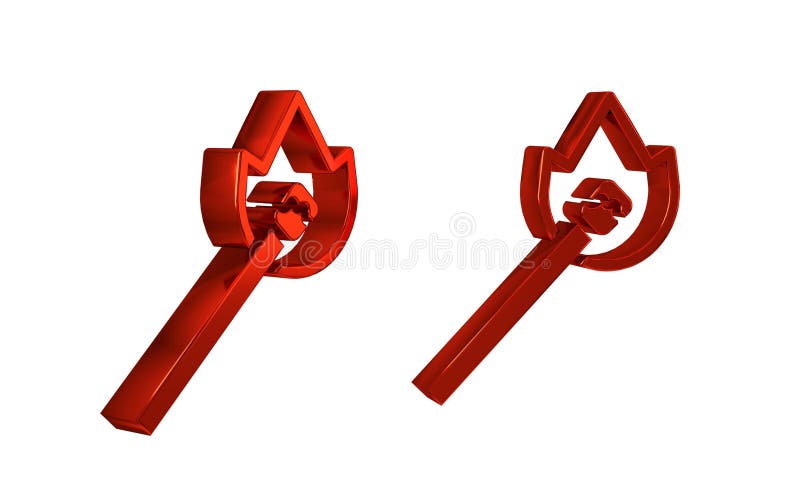Red Burning Match with Fire Icon Isolated on Transparent Background ...