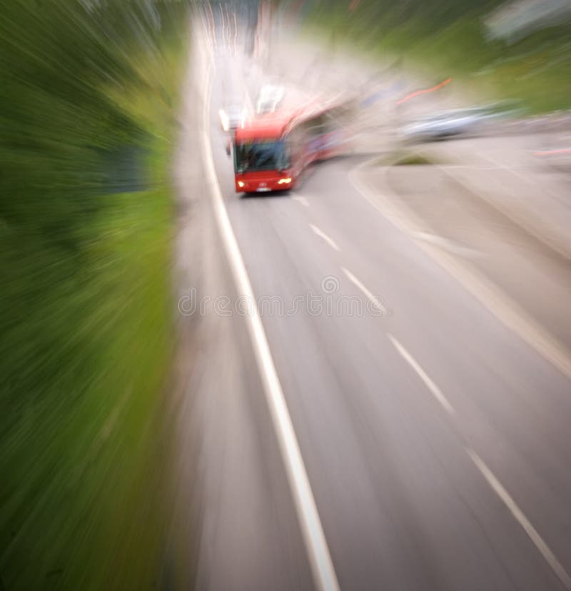 Red bus stock photo. Image of public, bend, turning, motion - 10077448