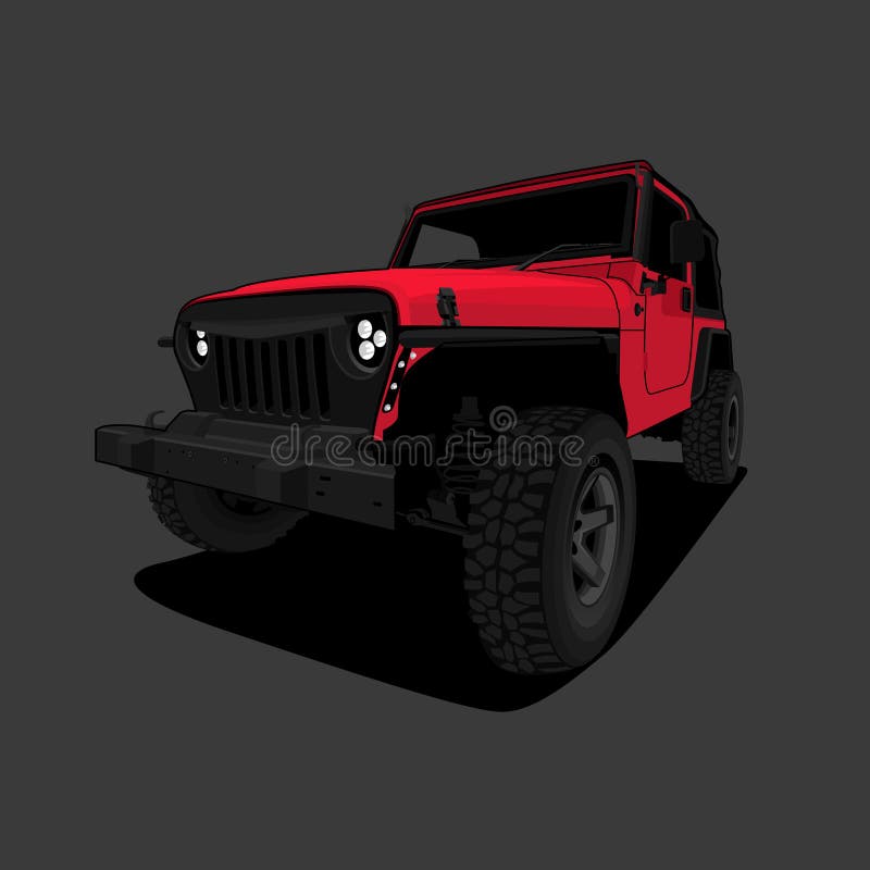 Red Off-Road Jeep Wrangler with Black Accents and Big Tires Editorial ...