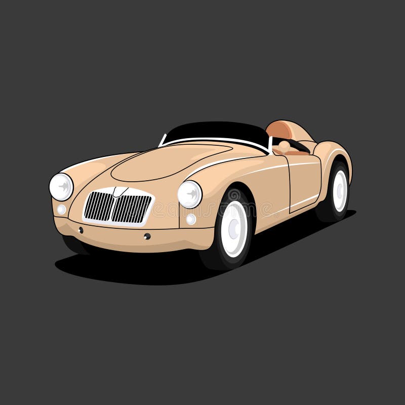 Retro Tan American Vintage Sports Car with White Wheels Stock ...