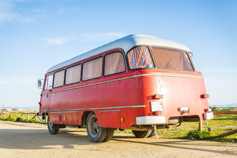 Red bus stock image. Image of tourism, beach, color, parked - 32063895