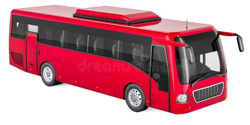 Red Bus, Closeup. 3D Rendering Stock Illustration - Illustration of ...