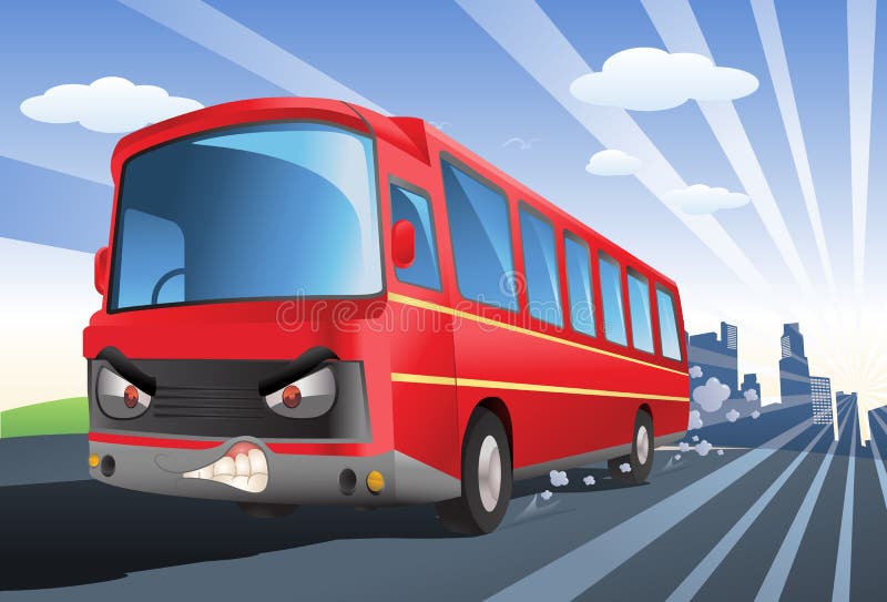 Red Bus Exceed Speed Limits Stock Illustration - Illustration of engine ...