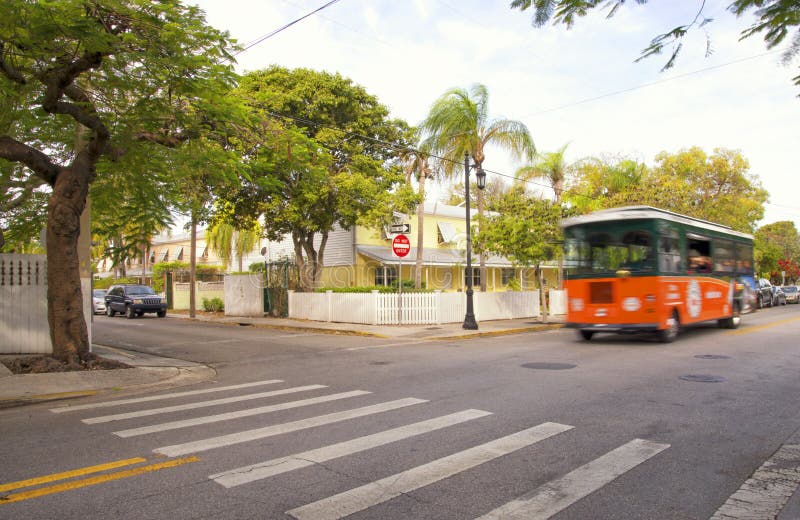 Red bus, Florida Keys stock photo. Image of florida, palm - 95460044