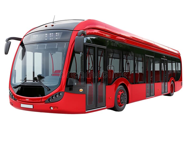 Red Bus Isolated on Transparent Background. 3d Rendering. Front View ...