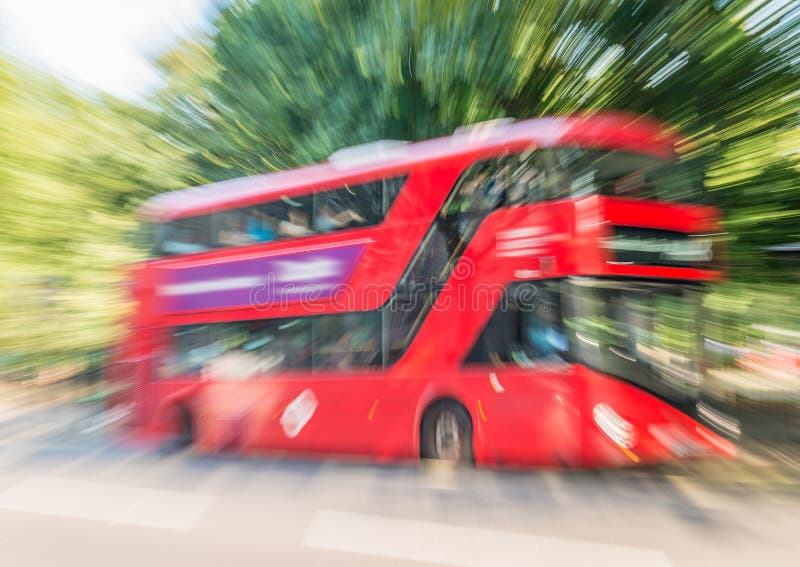 Red Bus in London, Fast Moving Blurred View Stock Image - Image of ...