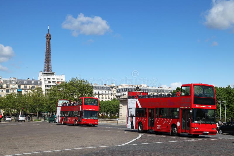 Paris bus editorial photo. Image of eiffel, capital, flag - 30166571