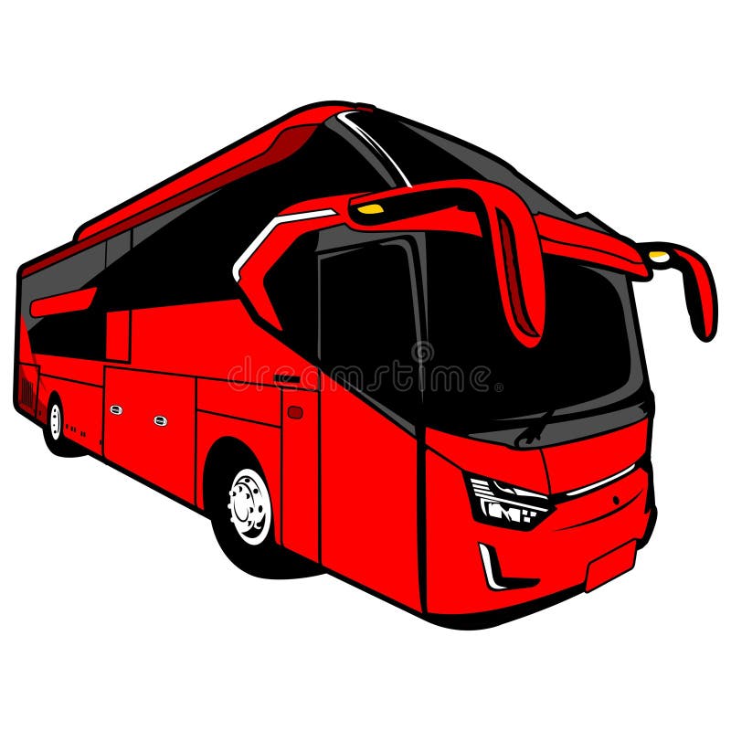 Red Bus Right Front Side View of the Vector Stock Vector - Illustration ...