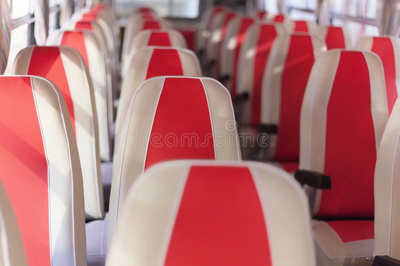 Red bus seats stock image. Image of commuting, drive - 80955805