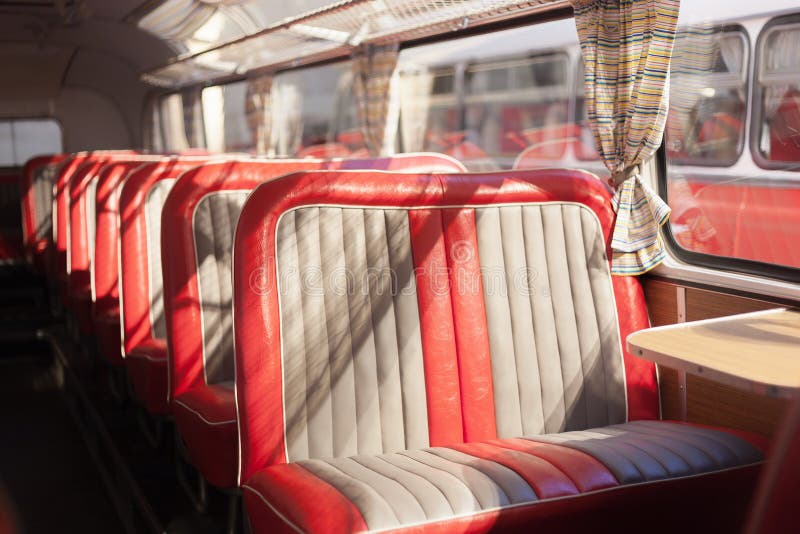 Red bus seats stock photo. Image of route, express, colorful - 80956276