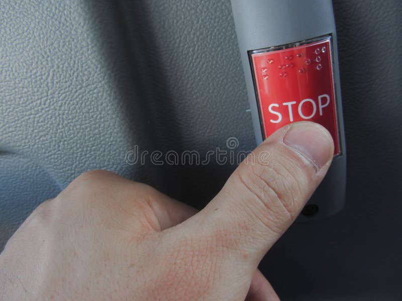 Stop on Request Button on Bus Stock Photo - Image of urban, yellow ...