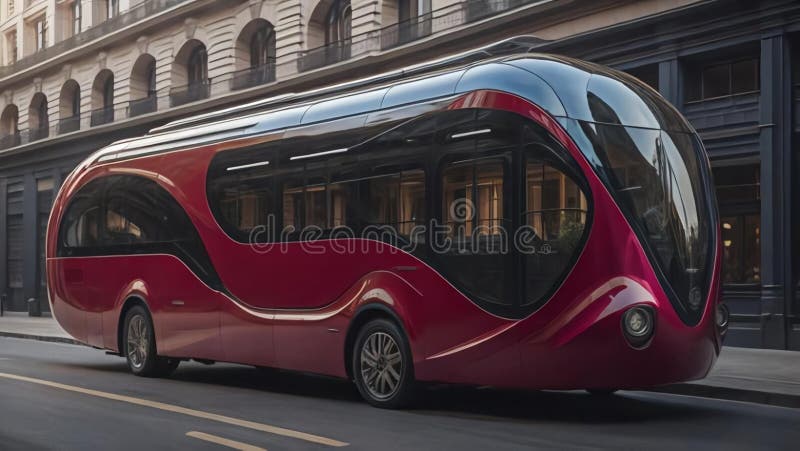 Red Bus on the Street. Generative Ai Stock Illustration - Illustration ...