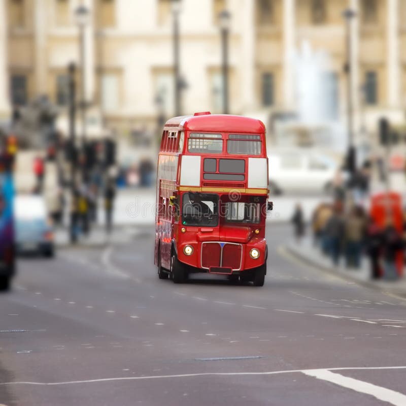 Red Bus on Trafalgar Square London Stock Photo - Image of london ...