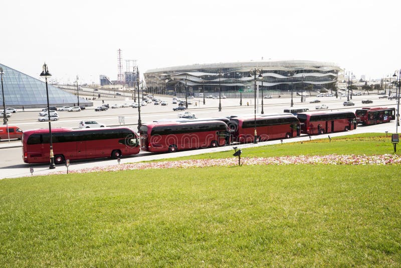 Red Buses are at the City Bus Stop Stock Image - Image of passenger ...