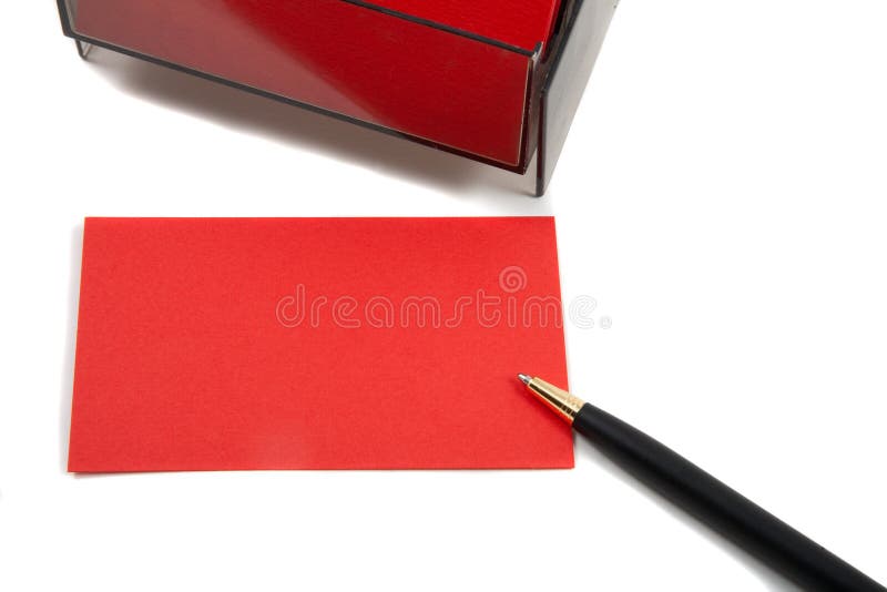 Red Business (blank) Card on White with Pen. Stock Photo - Image of ...