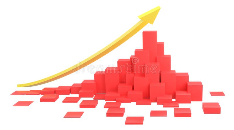 Red Business Graph with Up Arrow.,3d Model and Illustration Stock ...