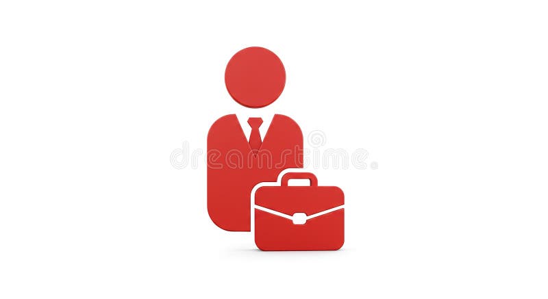 Red Business Person Icon with a Briefcase on a White Background. Stock ...