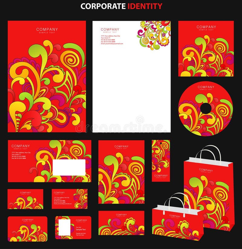 Red Business Style Templates with Abstract Pattern Stock Vector ...