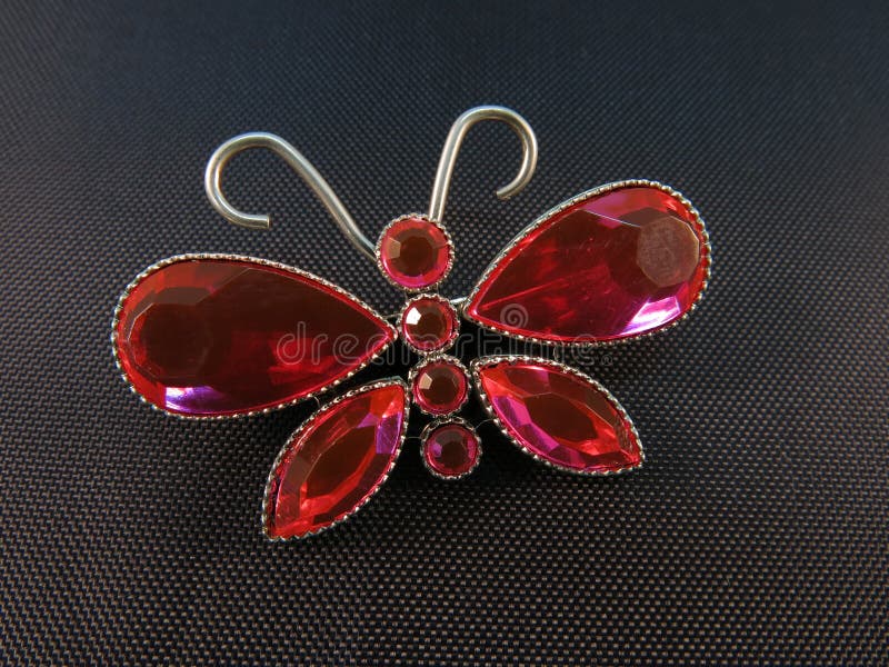 Red butterfly brooch stock image. Image of plastic, rhinestone - 78896793
