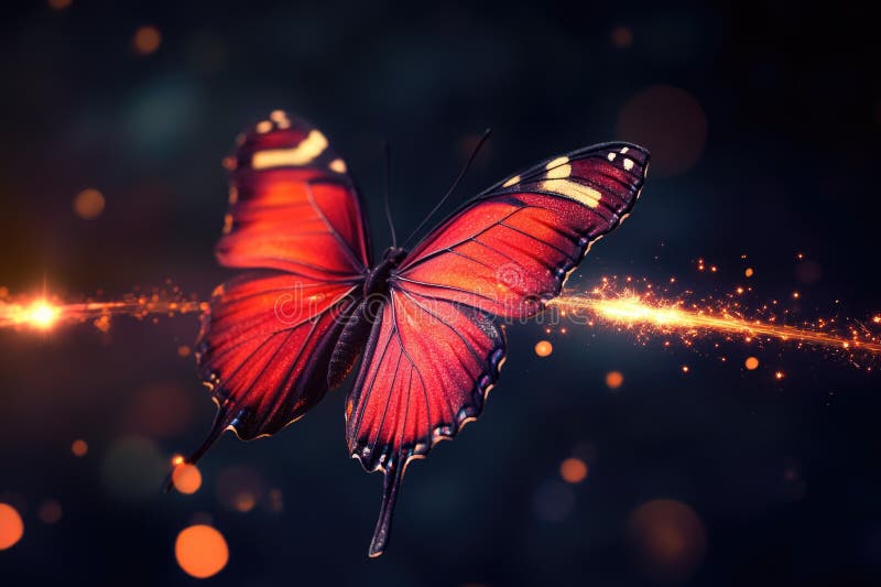 A Red Butterfly Flying through the Air Stock Photo - Image of insect ...