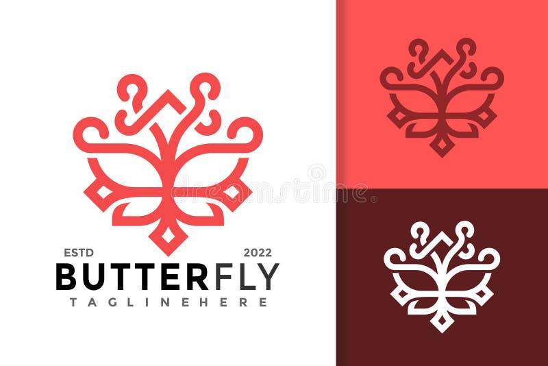 Red Butterfly Line Logo Design Vector Template Stock Vector ...