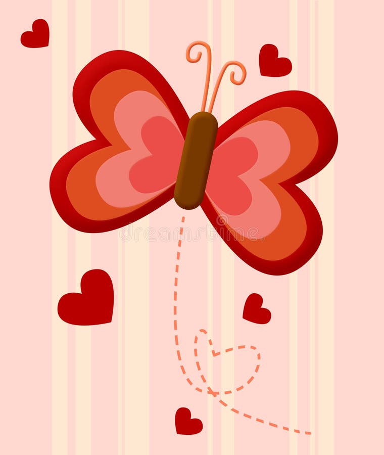 Red butterfly love stock illustration. Illustration of beautiful - 22832656