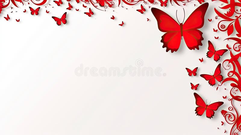 Red Butterfly on White Background Stock Illustration - Illustration of ...