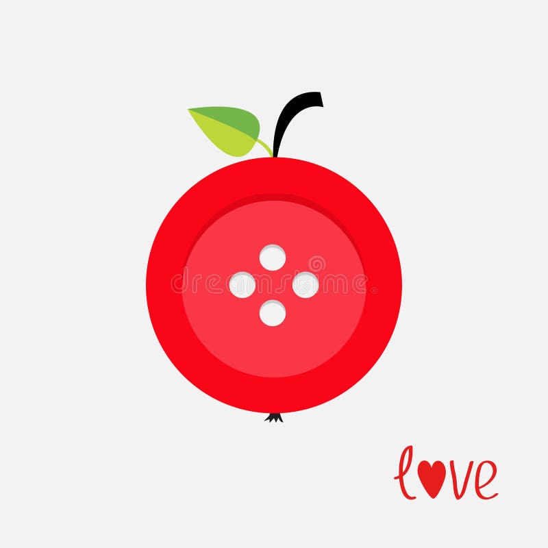 Button Apple with Leaves Vector Stock Illustration - Illustration of ...