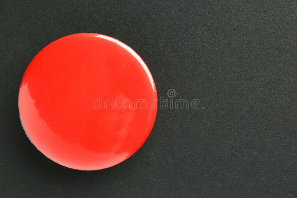 Red Button Badge on Black Background, Top View. Mockup for Design Stock ...