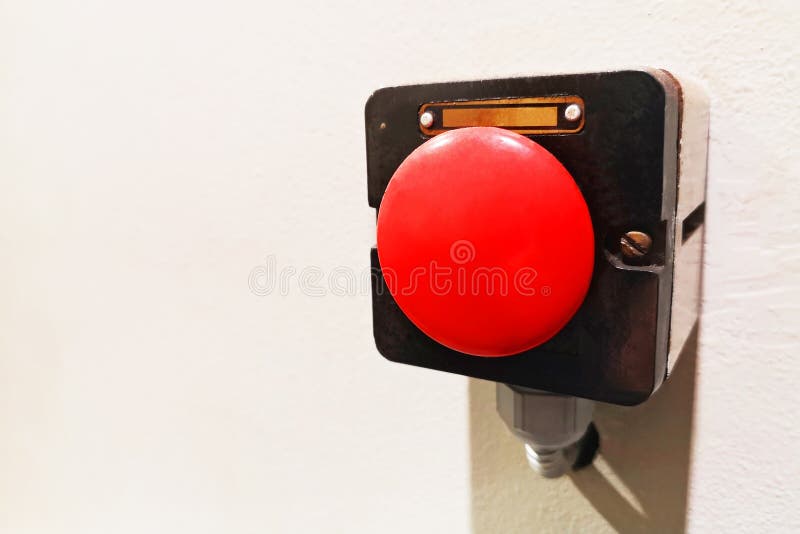 Red Button. Big Red Button on Wall. the Production Emergency Button ...