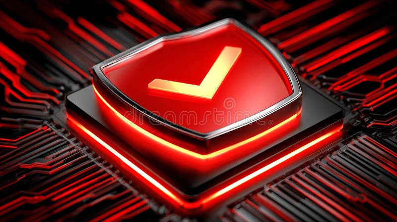 Red Button on Black Computer Chip, a Symbol of Technological Power and ...