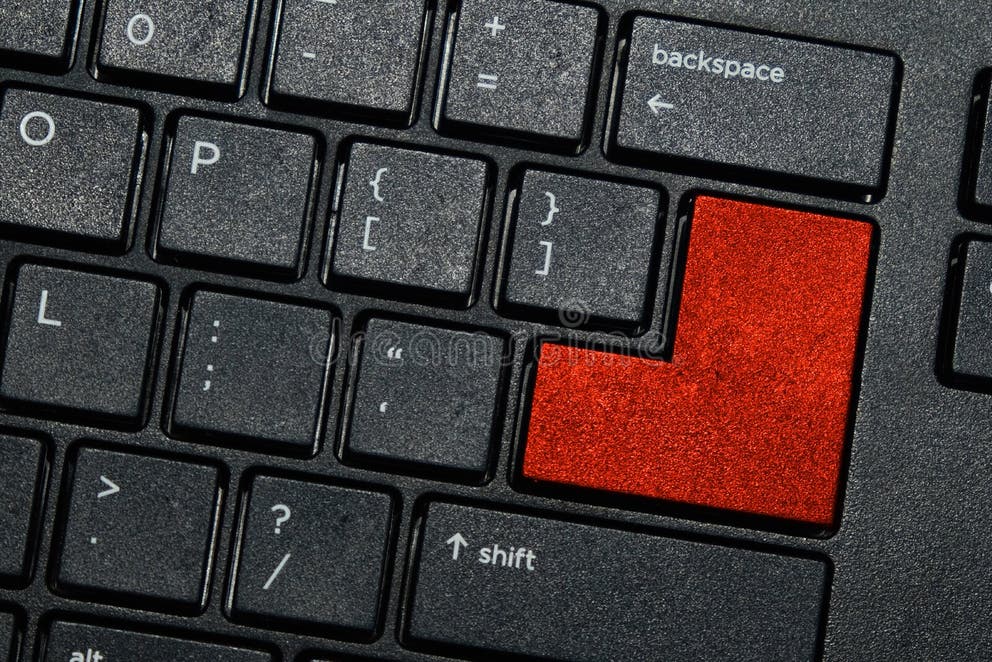 Red Button on Black Computer Keyboard Stock Image - Image of ...