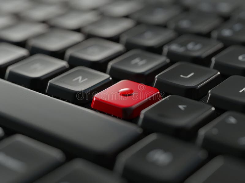 A Red Button on a Black Keyboard Stock Image - Image of hardware ...