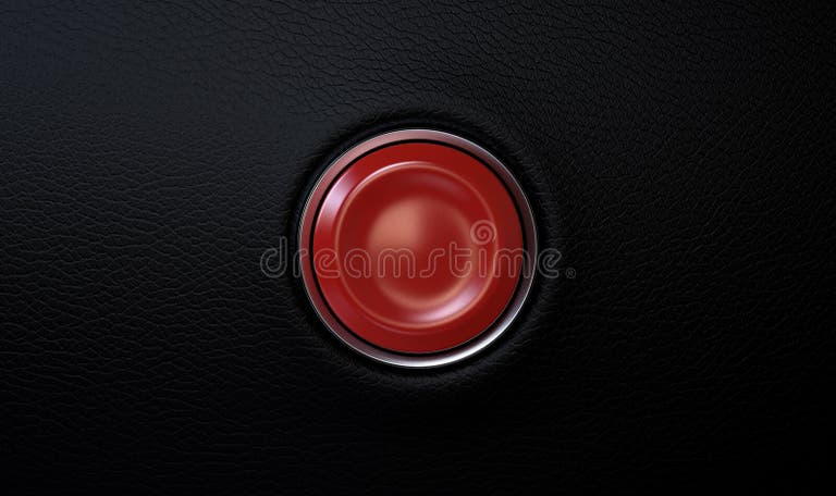 Red Button on Black Leather Stock Illustration - Illustration of power ...