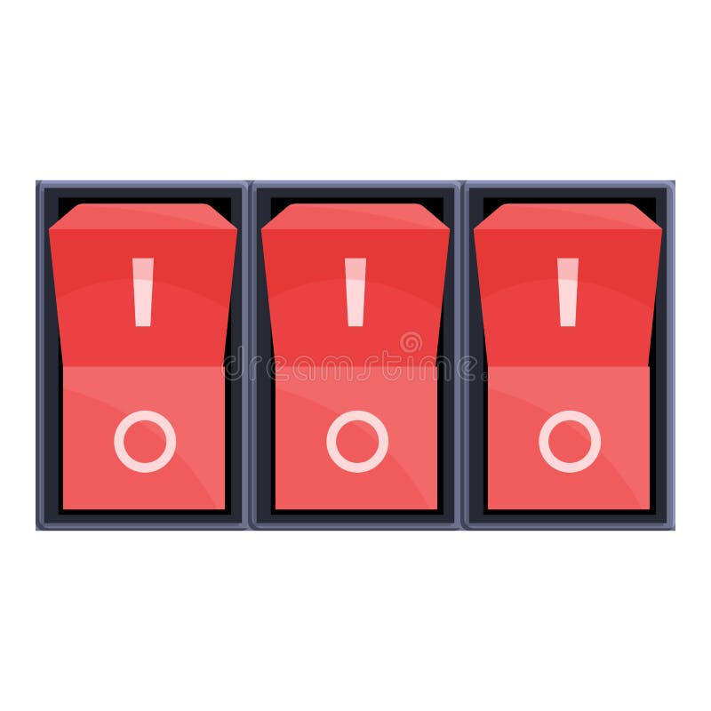 Red Button Breaker Switch Icon, Cartoon Style Stock Vector ...