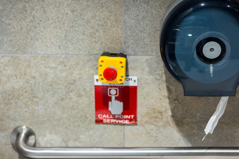 The Red Emergency Button or Stop Button for Hand Press. STOP Button for ...