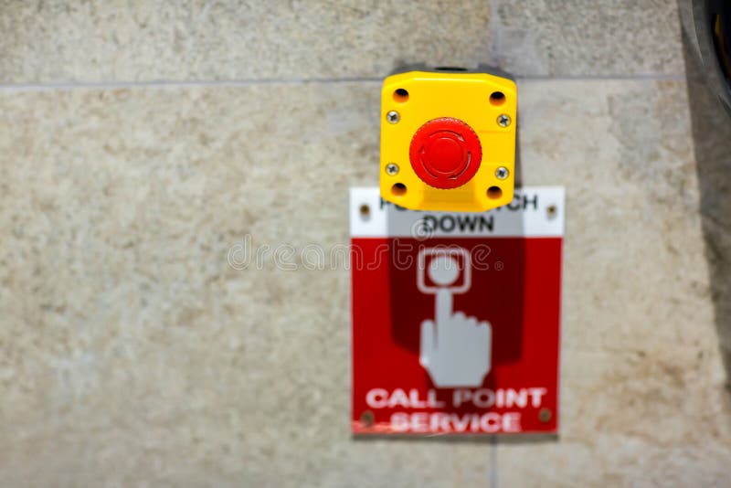 The Red Emergency Button or Stop Button for Hand Press. STOP Button for ...