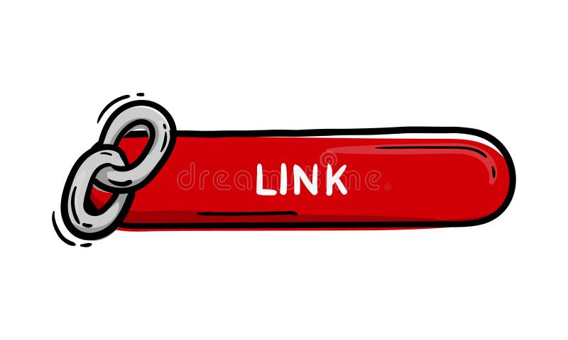 Red Button with a Chain and Text Link. Hand Drawn Design Element for ...