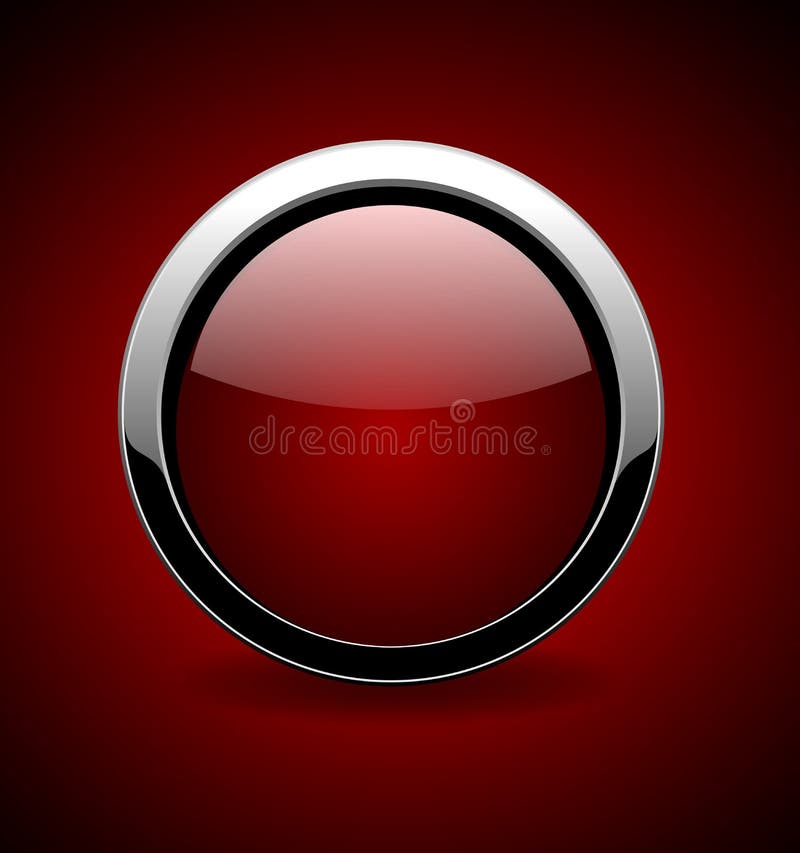 Red Button Chrome Metallic, Vector Illustration. Stock Vector ...