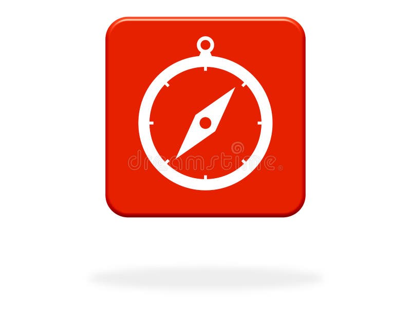 Red Button with Compass Icon - Strategy or Orientation Stock ...