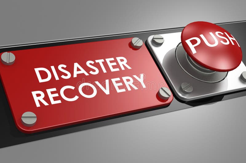 Red Button with Disaster Recovery Banner on the Side Stock Illustration ...