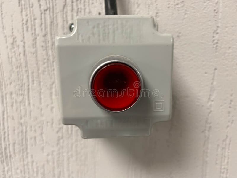 Red Button for Emergency Shutdown of Industrial Equipment. Signal Red ...