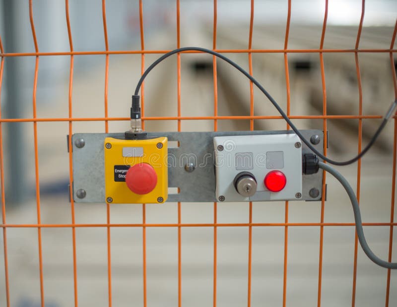 The Red Button is for Emergency Stop Equipment Stock Image - Image of ...