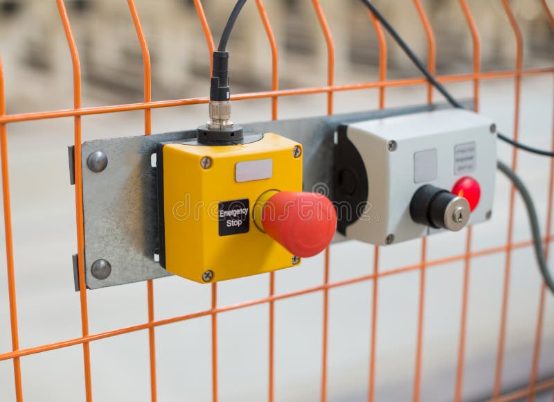 The Red Button is for Emergency Stop Equipment. Stock Photo - Image of ...